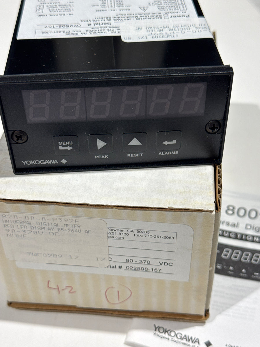 Y820-00-0-P392F - YOKOGAWA - DIGITAL RTD METER, Pt100 Ohm RTD ANSI -20