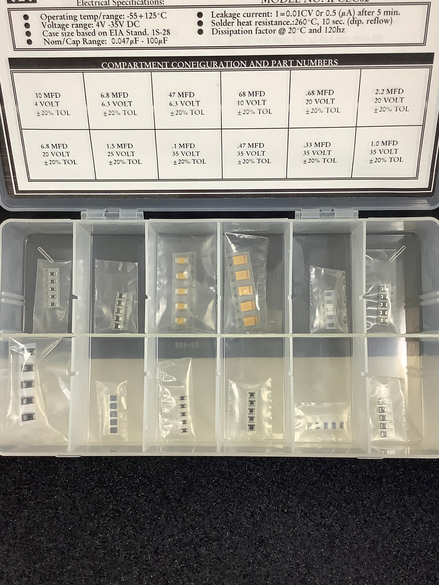 K-CEC62 - CEC - SMD TANT CHIP CAP KIT, 5 pcs of each value.
